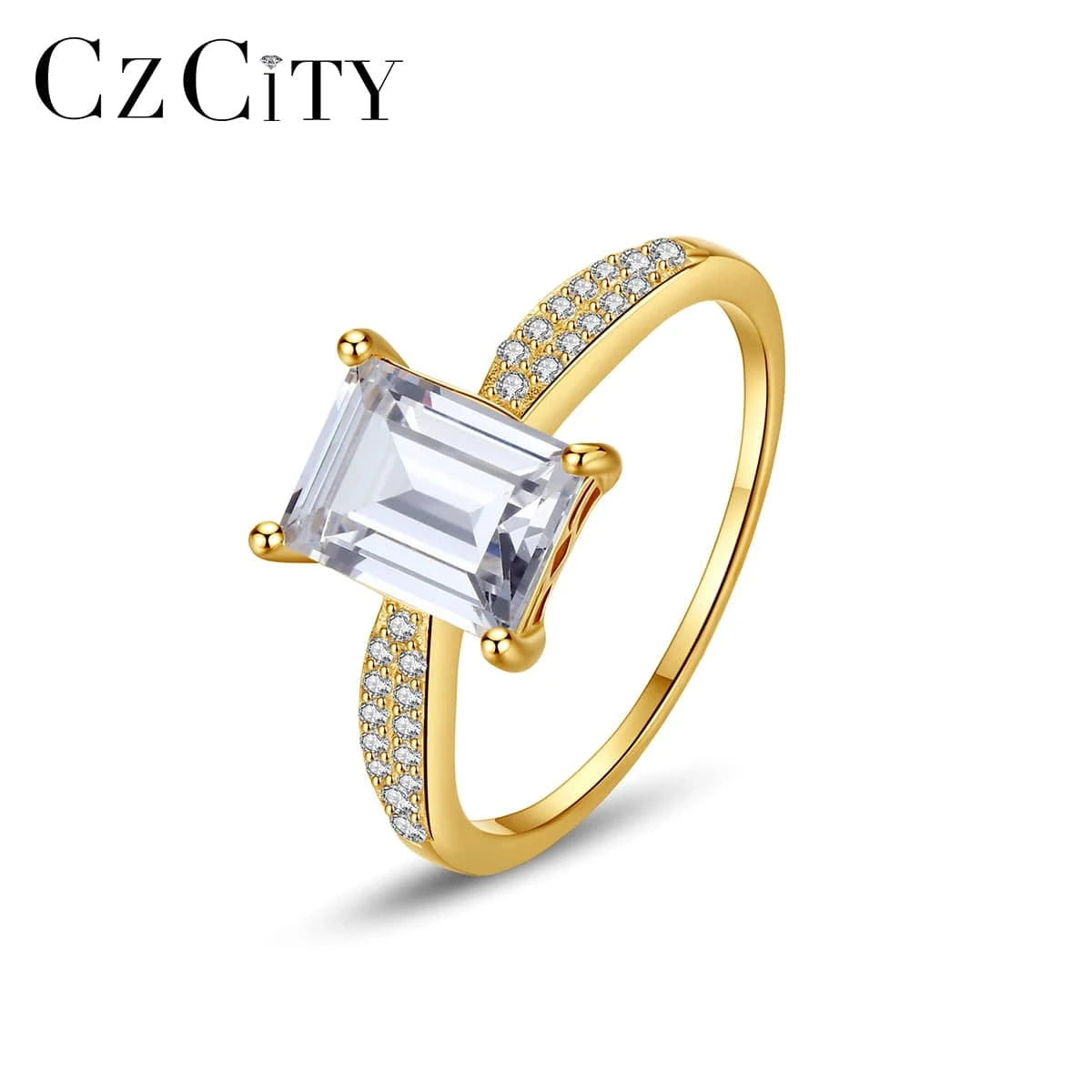 CZCITY Dainty Gold Unique Silver Lady 925 Trendy Cz Zircon Finger Gold ...