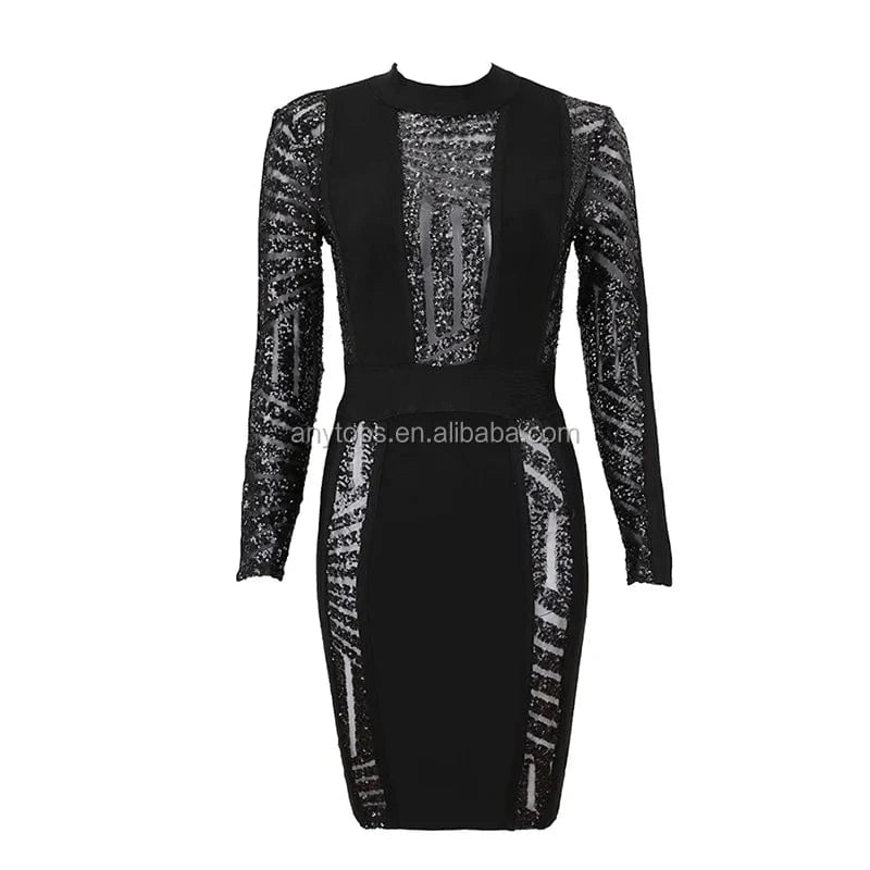 Long Gowns Party Wear Evening Dress Ball Gown Shiny Club Dress Long Sl ...