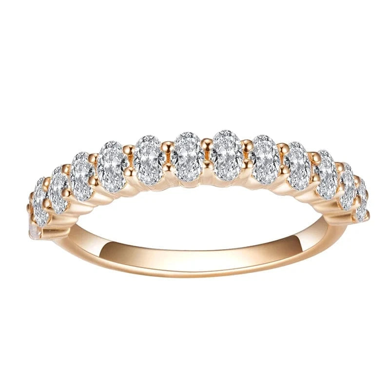 Messi Gems 18K Solid Yellow Gold Oval Cut Moissanite Eternity Band Rin ...