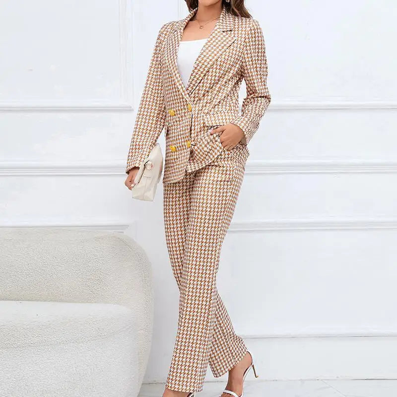 S-XXL Autumn/Winter Women's New Thousand Bird Checker Double breasted ...