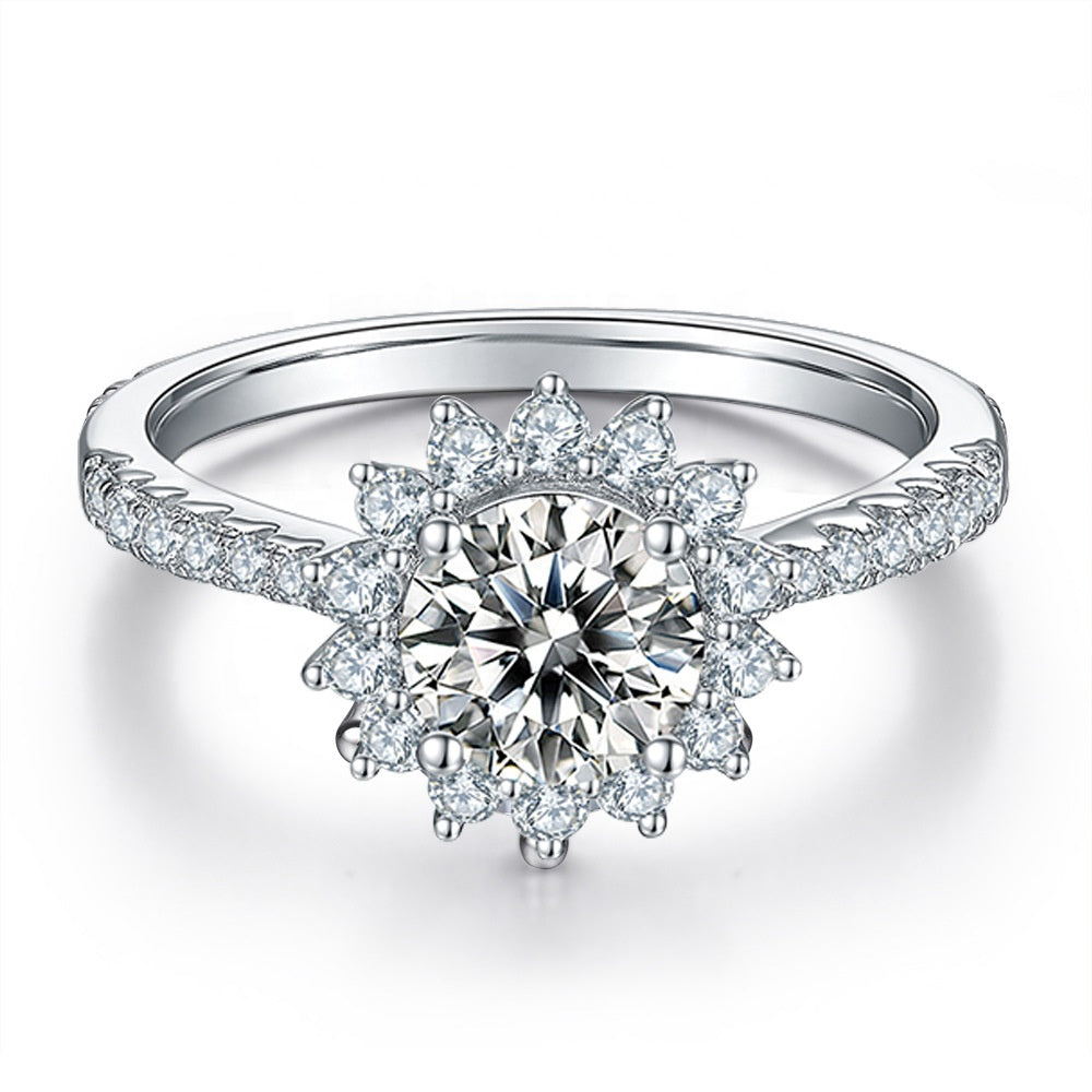 ADODO jewelry Classic 925 Sterling Silver Couple ring D color 1ct Mois ...