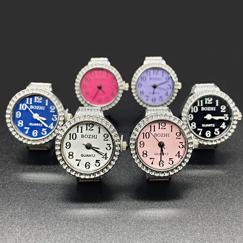 Finger Watch Retro Punk Elastic Stainless Steel Band Couple Ring Jewel ...