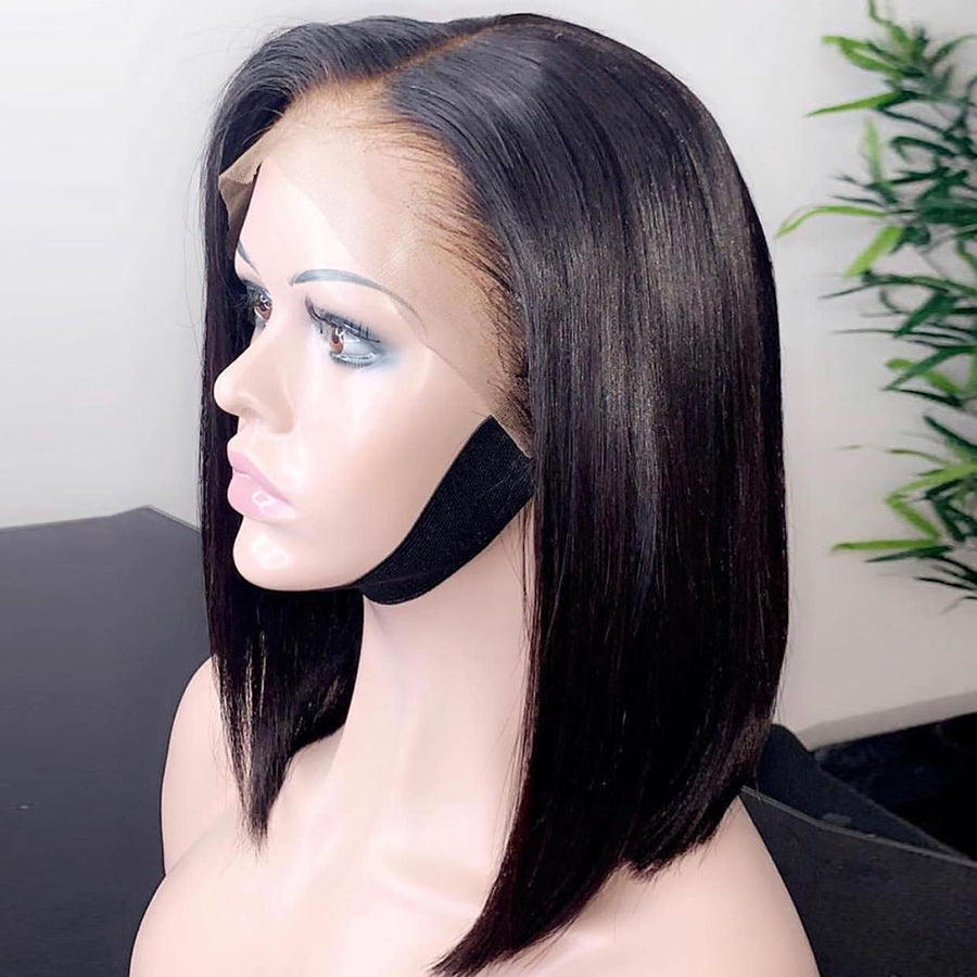 Fake Scalp Wig 13X6 Invisible 150% PrePlucked Short Bob Curly Frontal ...