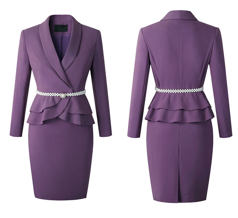 New Arrival Purple Suit V Neck Simple Design women business dress spri ...