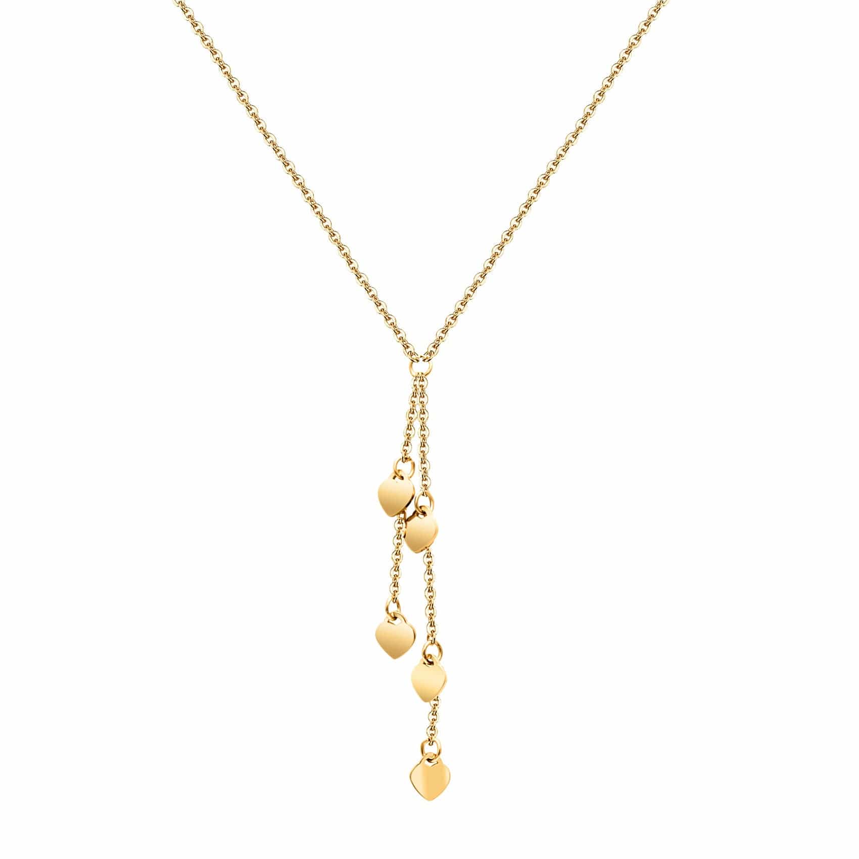 New Luxury Long Tassel Heart Pendant Necklace Gold Color Drop Necklace ...
