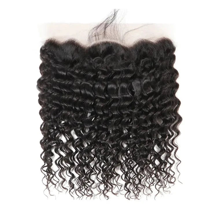 Top Grade Vrigin Hair Deep Wave Frontal Closure Ear to Ear 13x4 Deep C ...